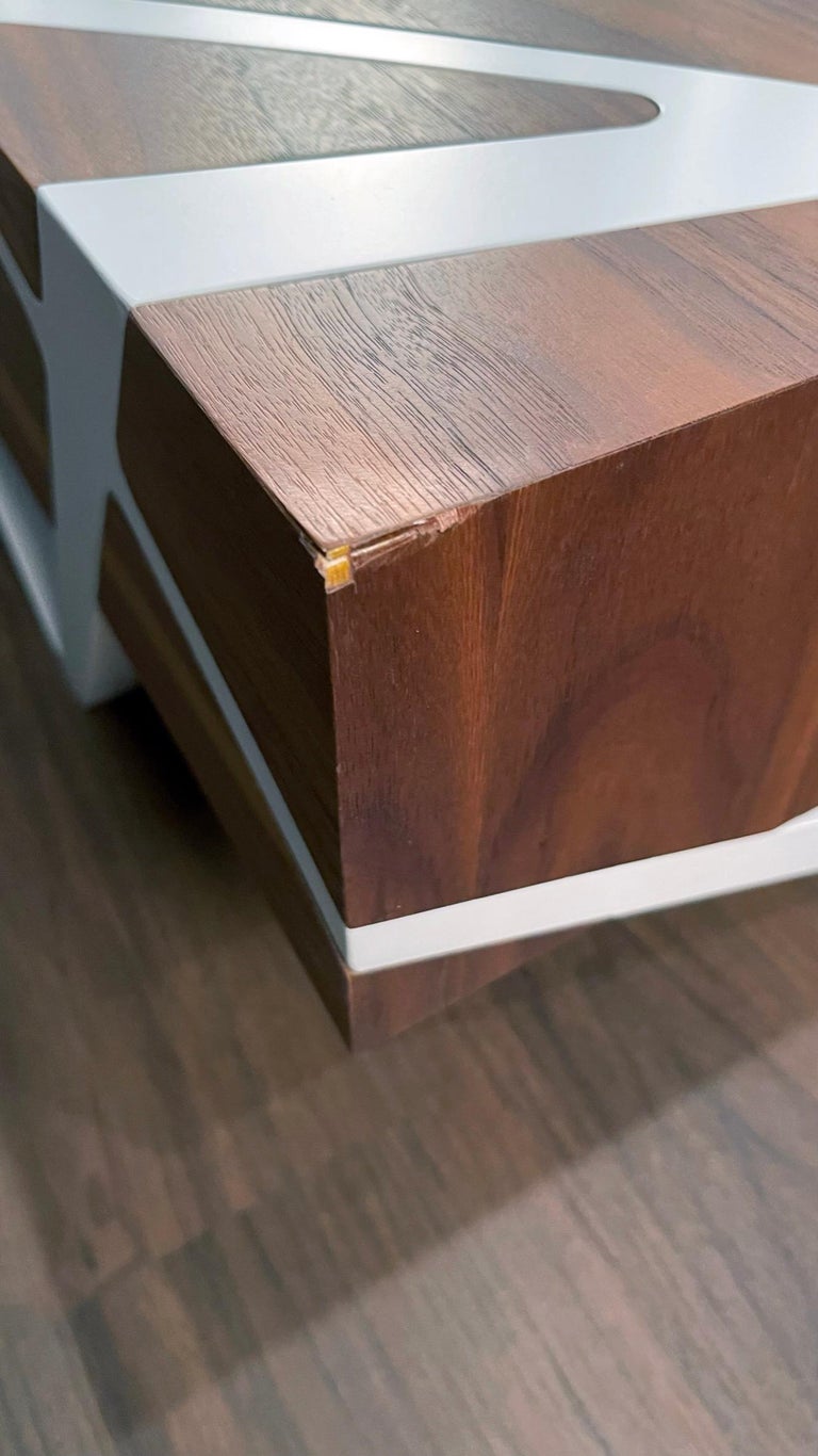 21st Century Modern Center Coffee Table in Walnut Wood and White ...