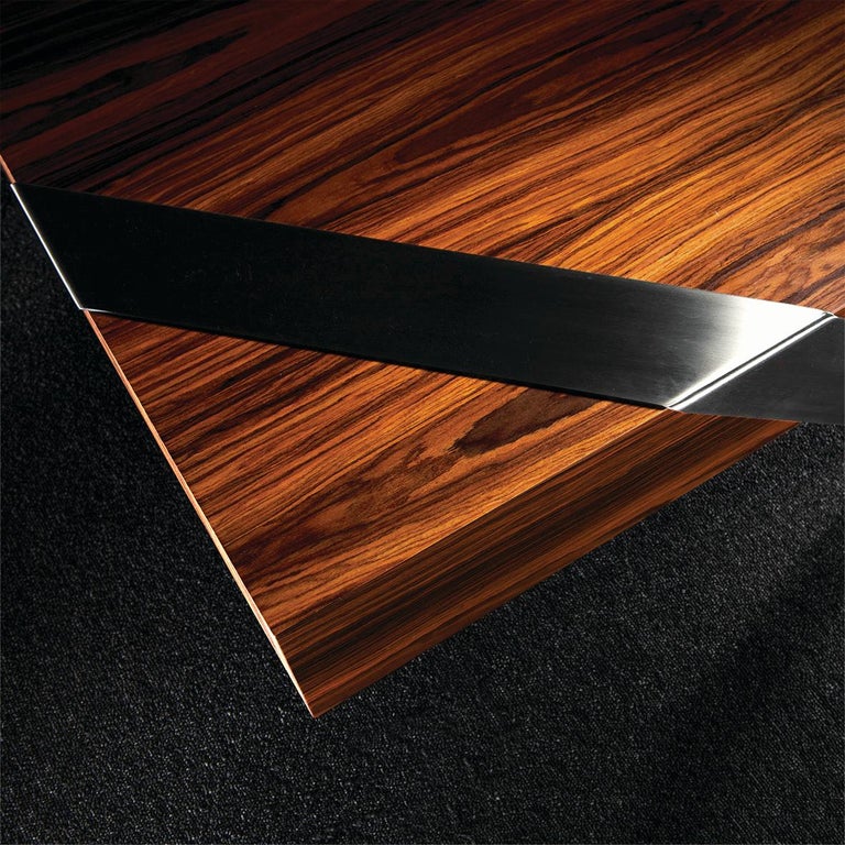 Minimalist Square Center Coffee Table in Walnut Wood and Brushed ...