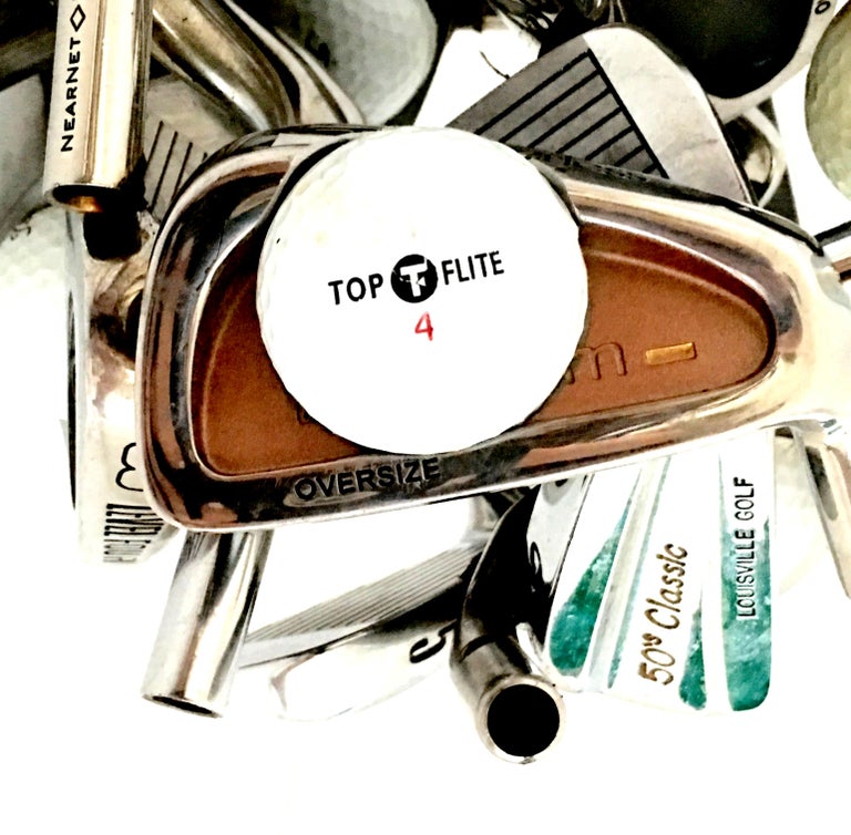 21st Century Modern Chrome Golf Ball and Club Sphere Sculpture by J ...