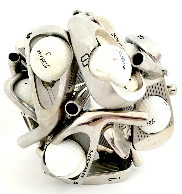 21st Century Modern Chrome Golf Ball and Club Sphere Sculpture by J ...