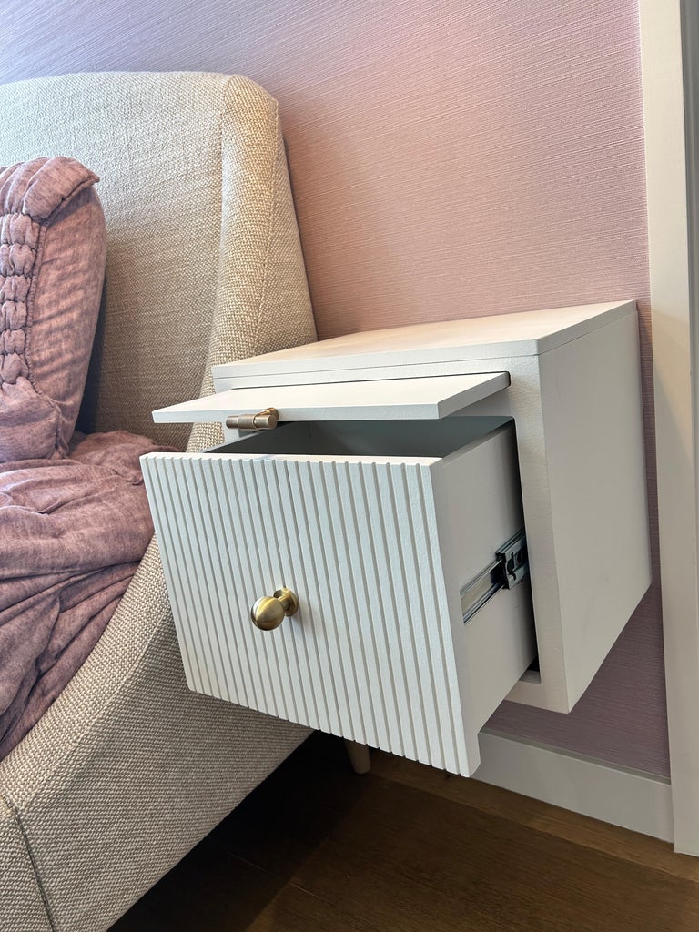 21st Century Modern Floating Nightstand Set with Drawer and Pull Out ...