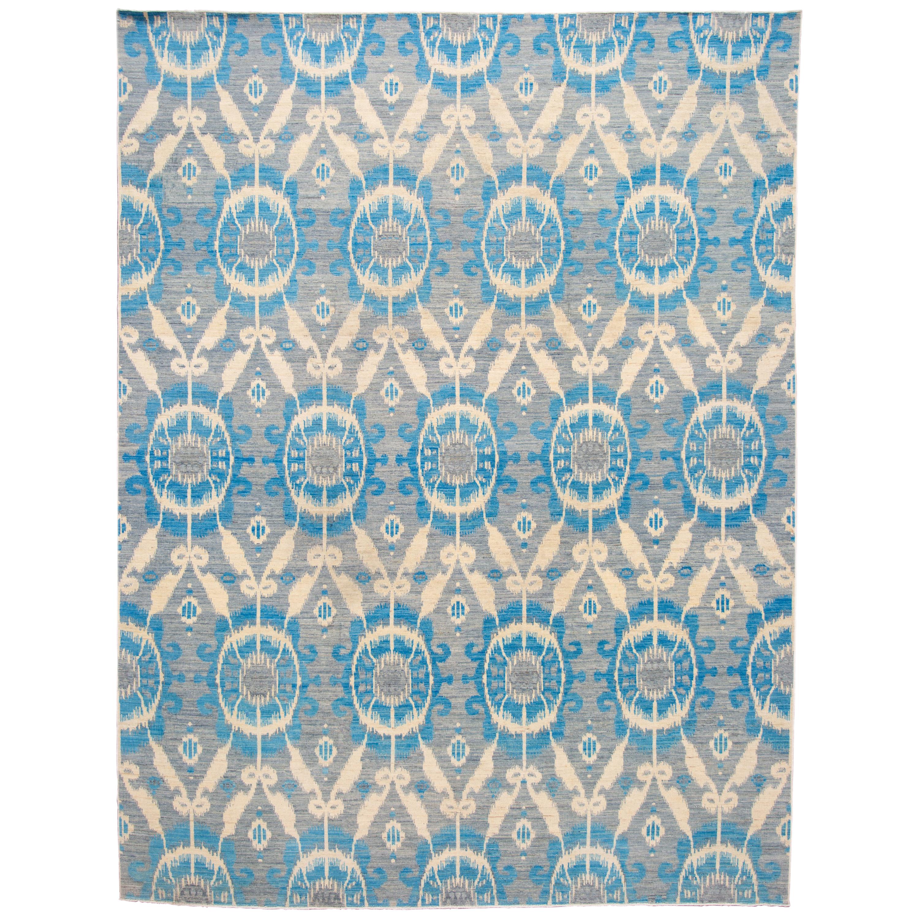 21st Century Modern Ikat Wool Rug For Sale at 1stDibs
