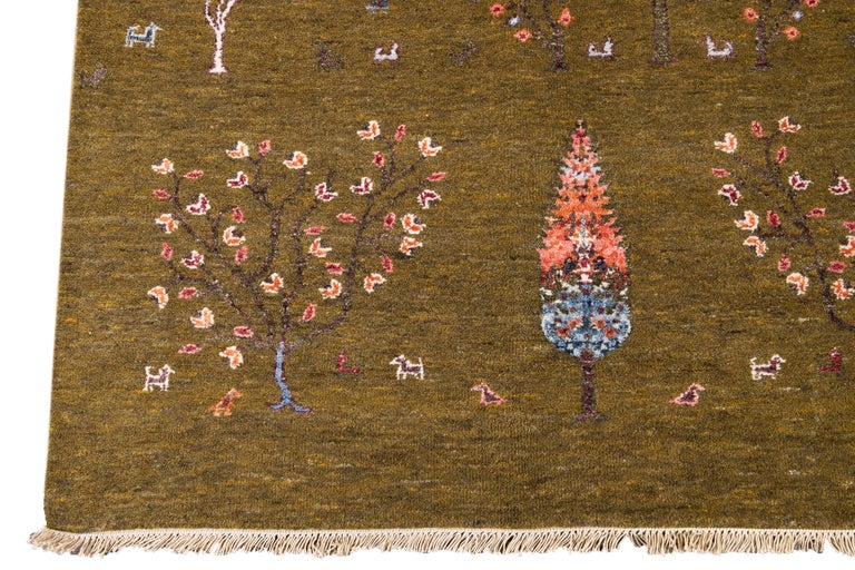 21st Century Modern Indian Gabbeh Style Rug For Sale at 1stDibs