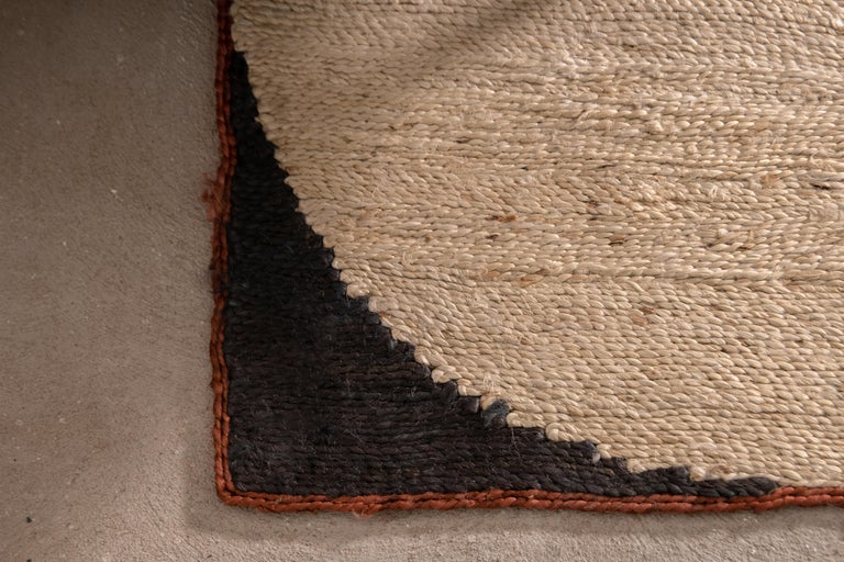 Modern Handwoven Jute Carpet Rug in Terracotta White and Black Chimneys ...