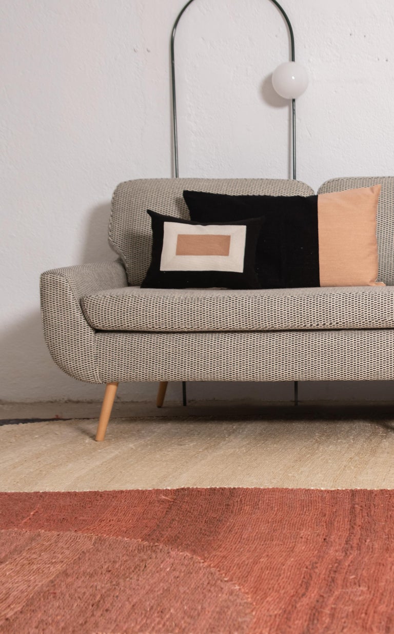 Modern Handwoven Jute Carpet Rug in Terracotta White and Black Chimneys ...