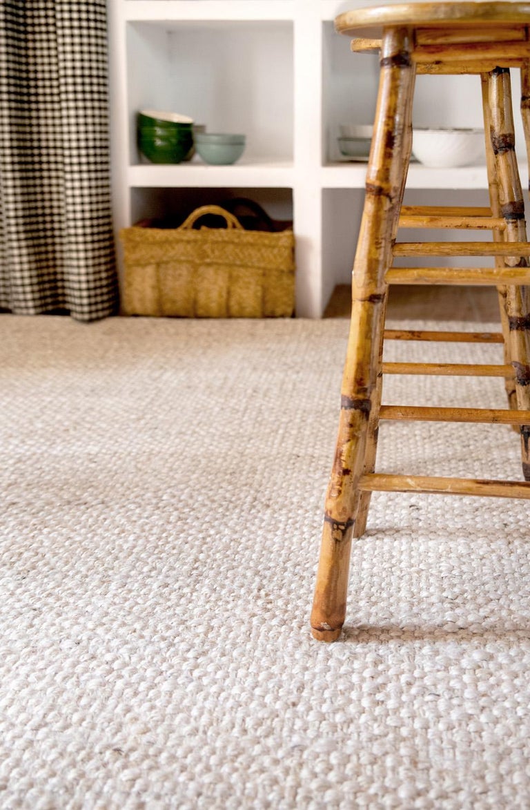 Modern Handwoven Jute Carpet Rug Ivory Basket For Sale at 1stDibs