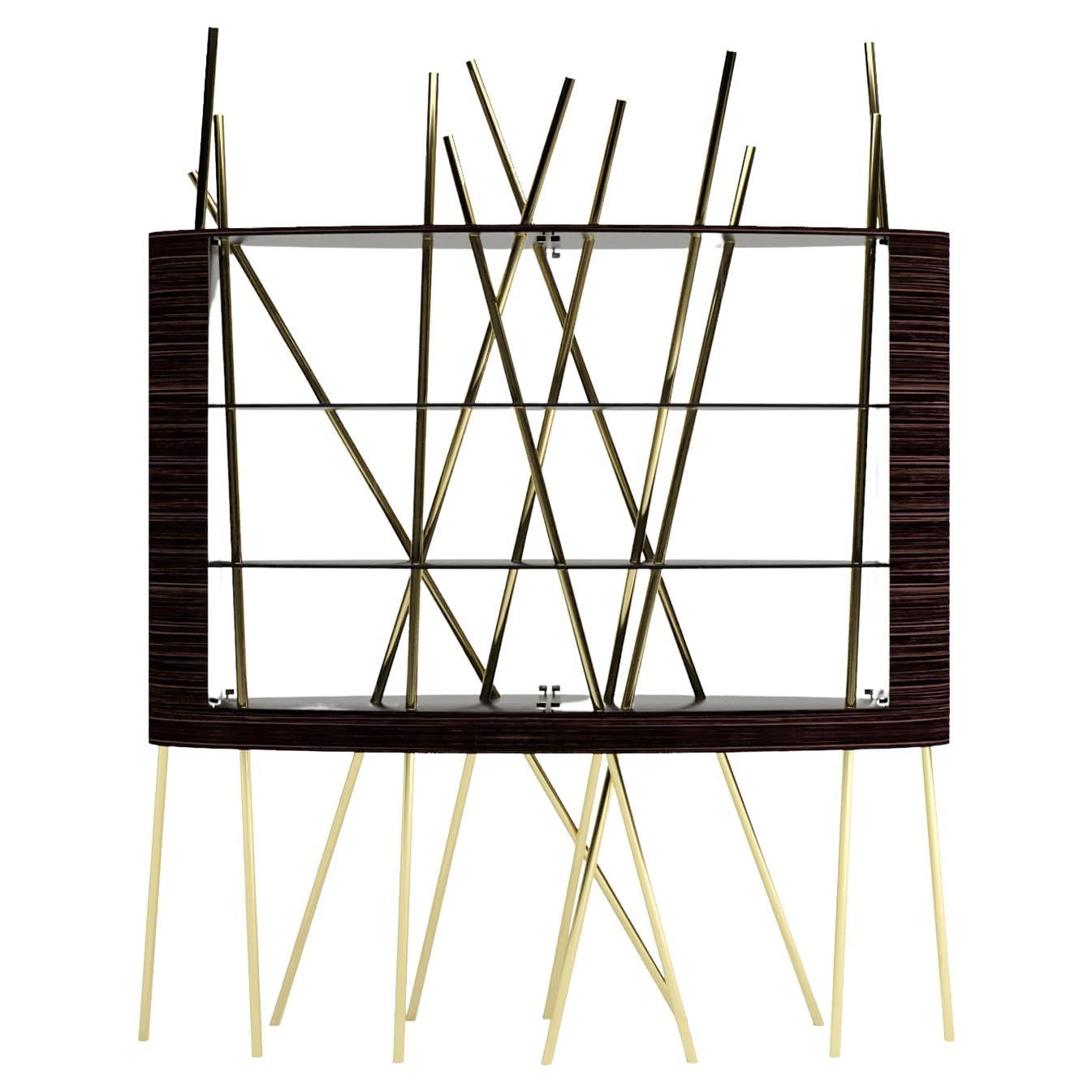 Pair of Solid Brass and Glass Geometric Display Cases at 1stDibs