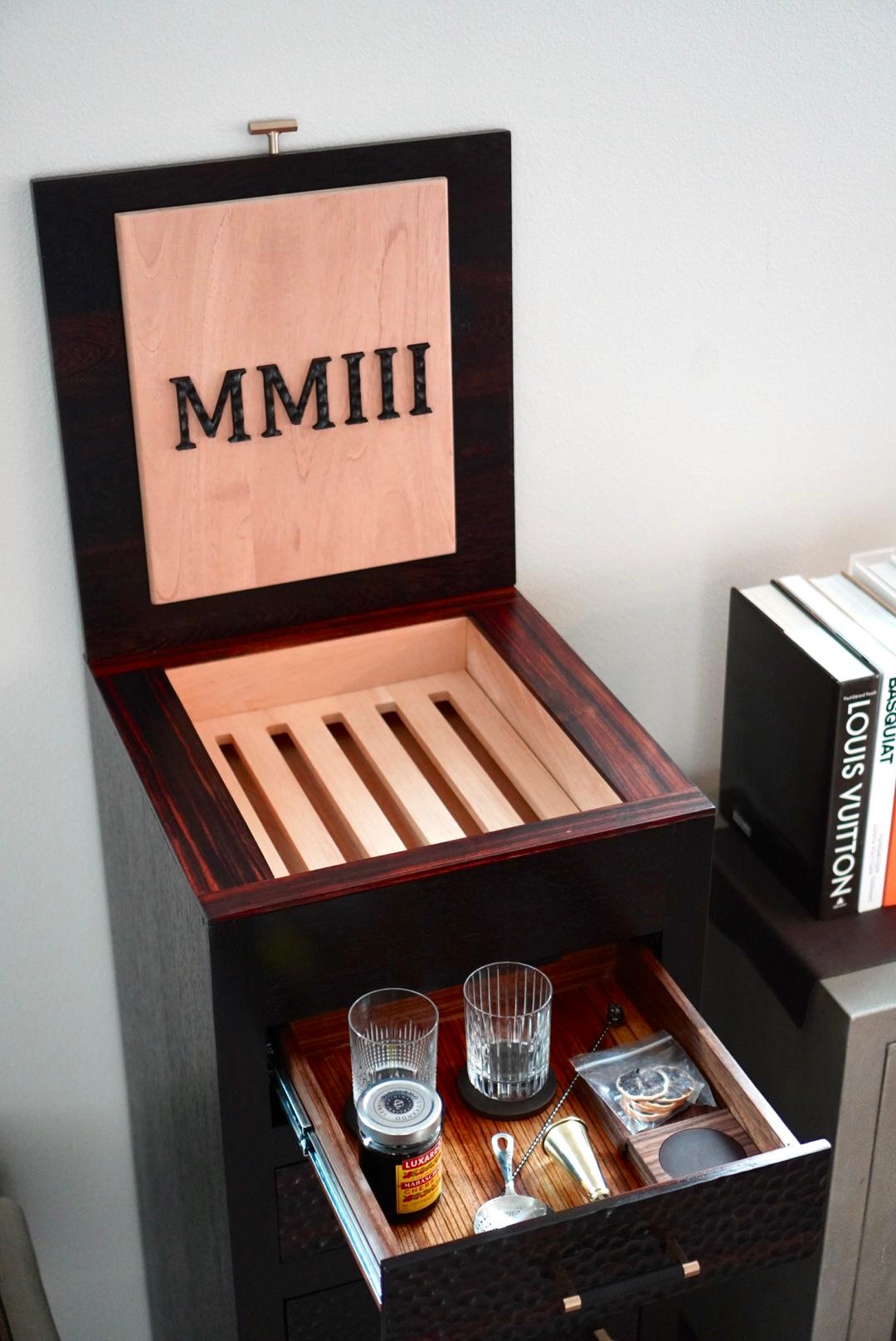 21st Century Modern Liquor Cabinet Humidor Wenge, Macassar Ebony ...