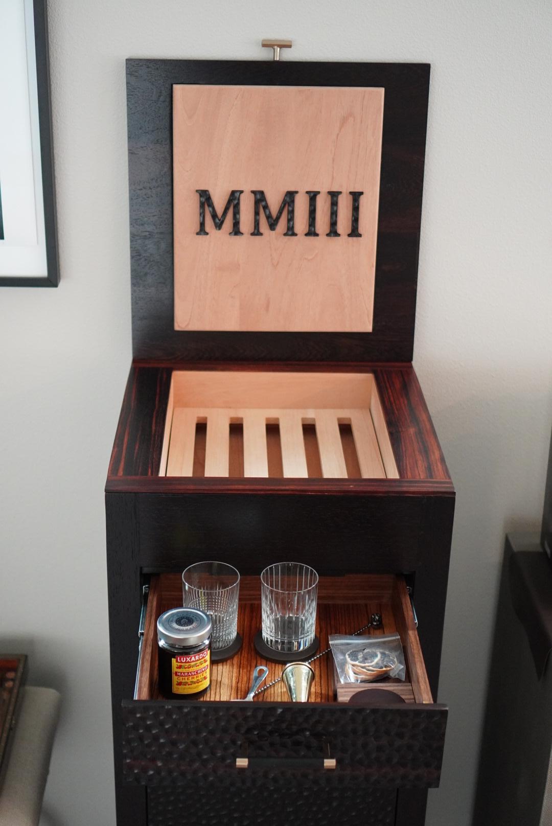 21st Century Modern Liquor Cabinet Humidor Wenge, Macassar Ebony ...