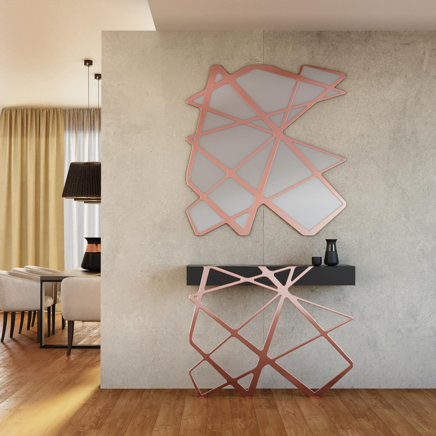 Nature-Inspired Organic Wall Mirror in Brushed Brass and Glass Mirror ...