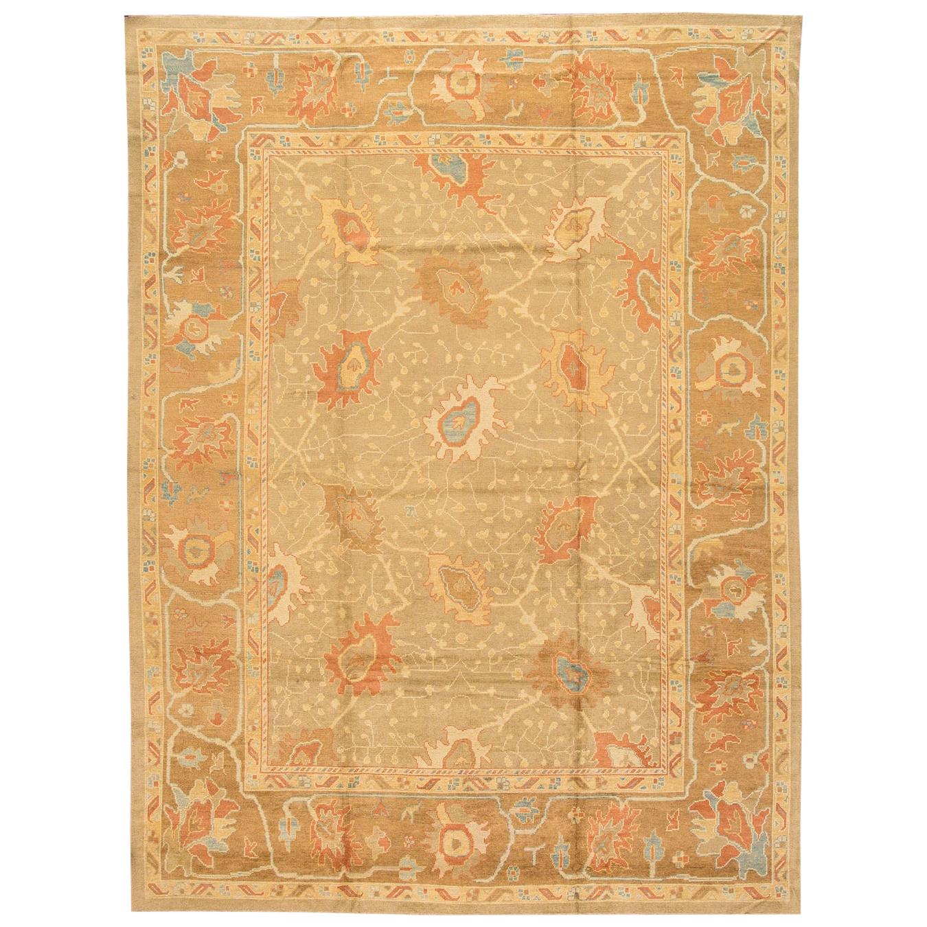 21st Century Ivory Oushak Style Carpet For Sale at 1stDibs