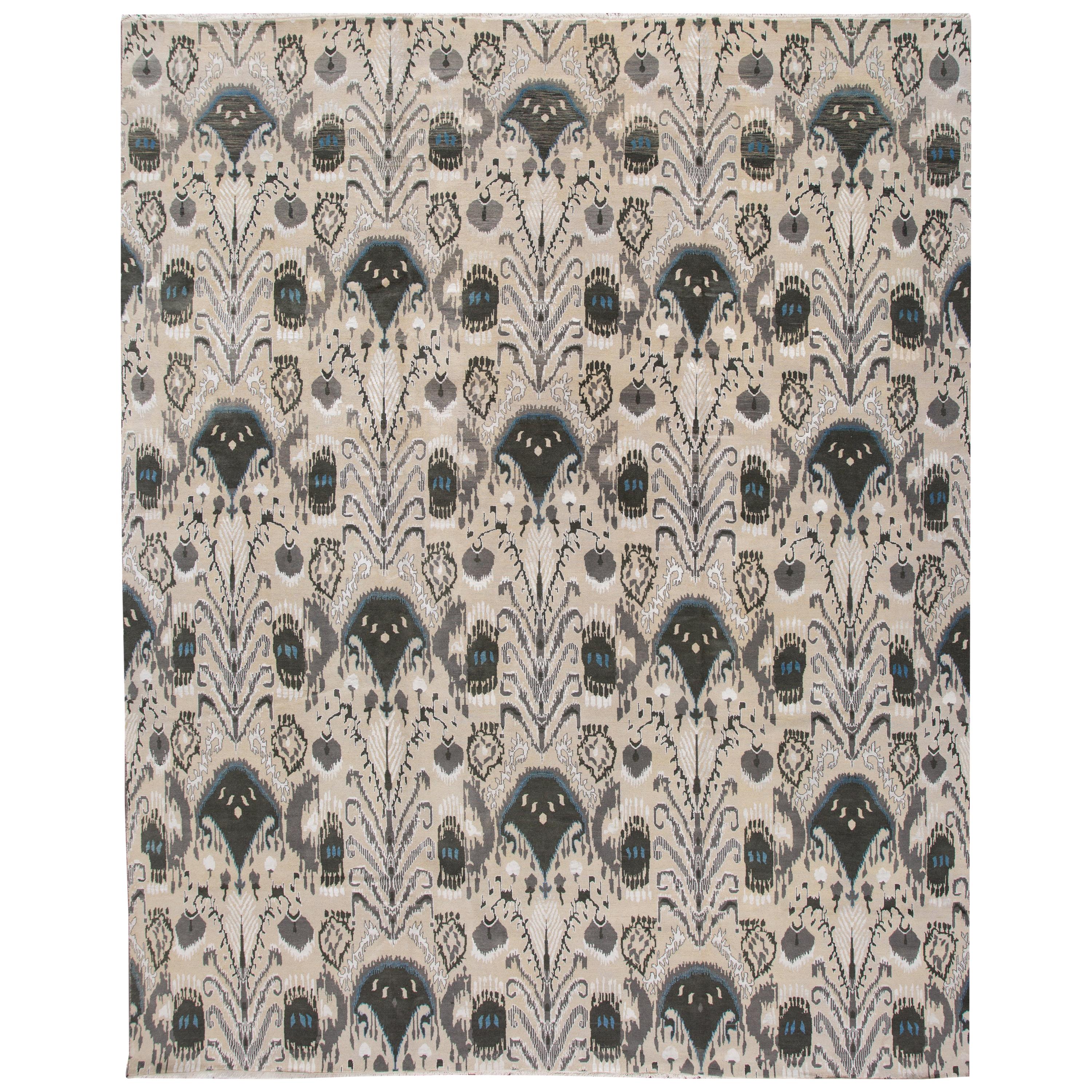 Kim Parker Modern Pattern Wool “Manhattan” Indian Rug For Sale at 1stDibs