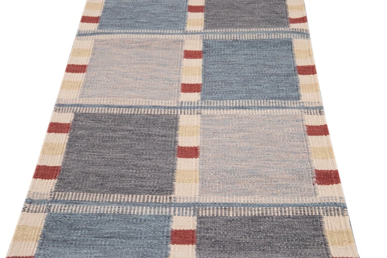21st Century Modern Swedish Style Wool Runner Rug For Sale at 1stDibs