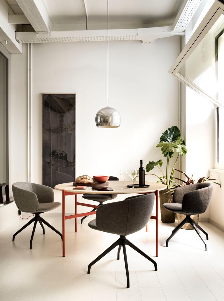 21st Century Modern Table Red MDF Top with Solid Wood Edge Blade Made ...