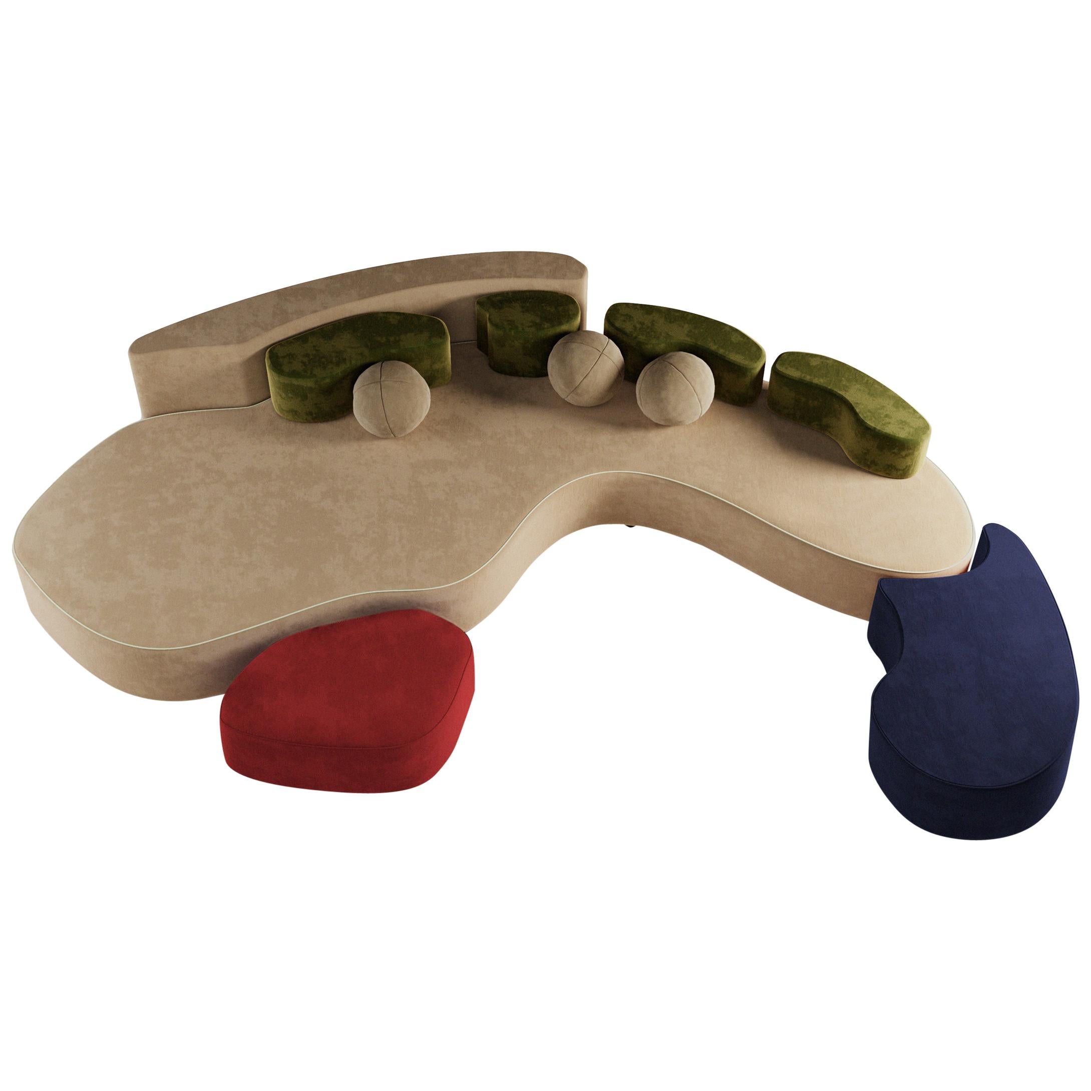 21st Century Modular Mood Sofa Cotton Velvet For Sale at 1stDibs