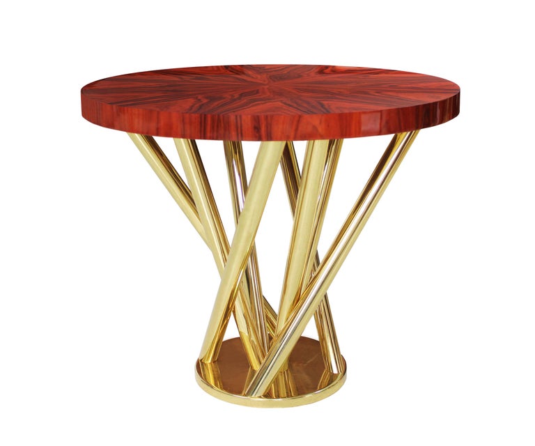 21st Century Nebula Side Table Rosewood Polished Brass For Sale at 1stDibs