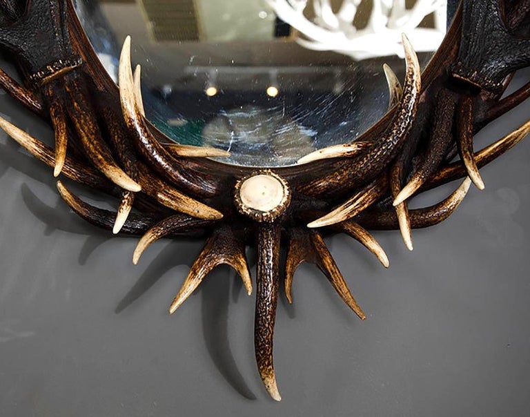 21st Century Ornate Oval Dark Antler Horn Mirror at 1stDibs | antler ...