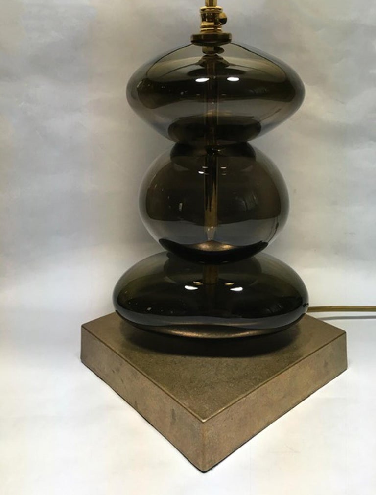 21st Century Pair Bronze Color Blown Glass Table Lamps For Sale at 1stDibs