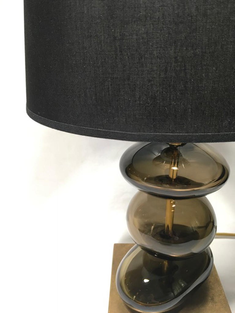 21st Century Pair Bronze Color Blown Glass Table Lamps For Sale at 1stDibs