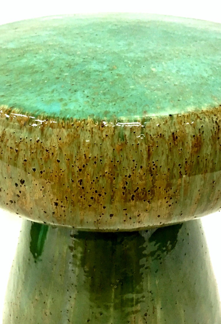 21st Century Pair of Ceramic Glaze Mushroom Form Garden Stool's at ...