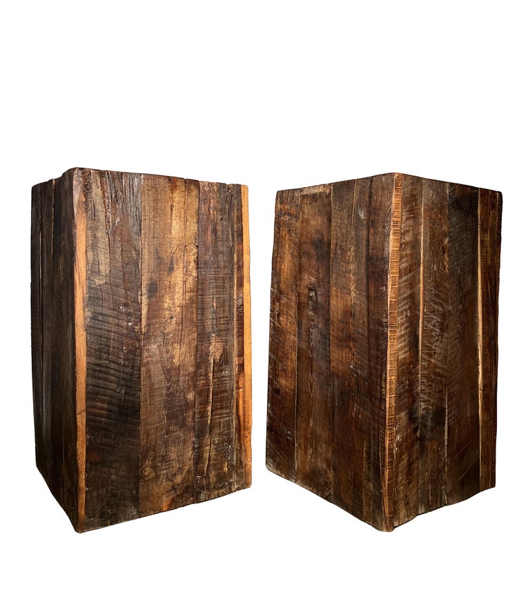 21st Century Pair of Handcrafted Italian Chestnut Plant Stands For Sale ...
