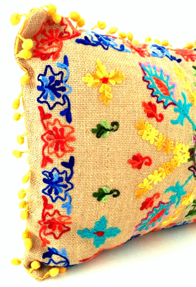 21st Century Pair of Jute Embroidered Pillows by, Karma Living For Sale ...