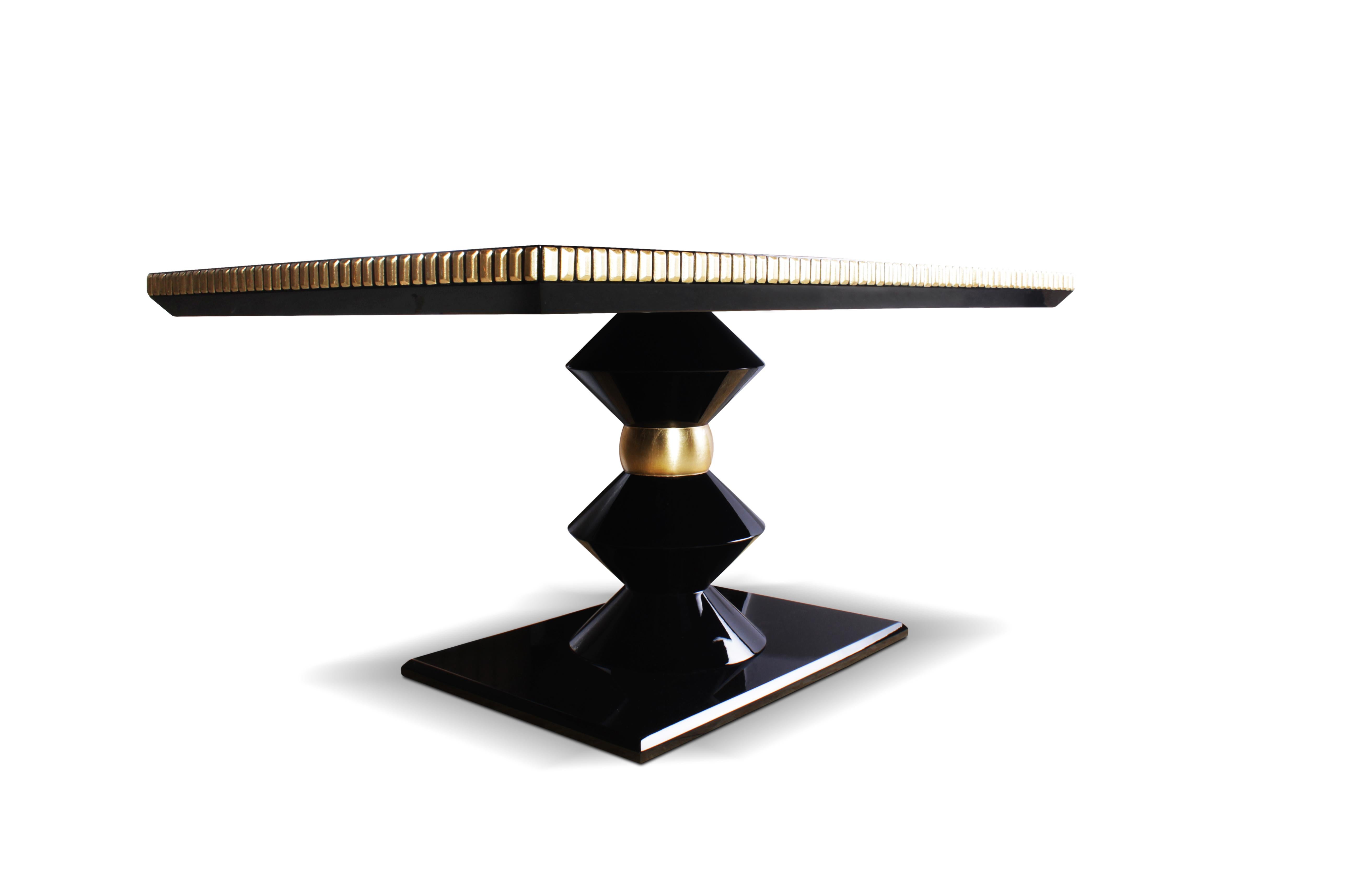 21st Century Petit Cortez Dining Table Lacquered Wood Gold Leaf Details ...