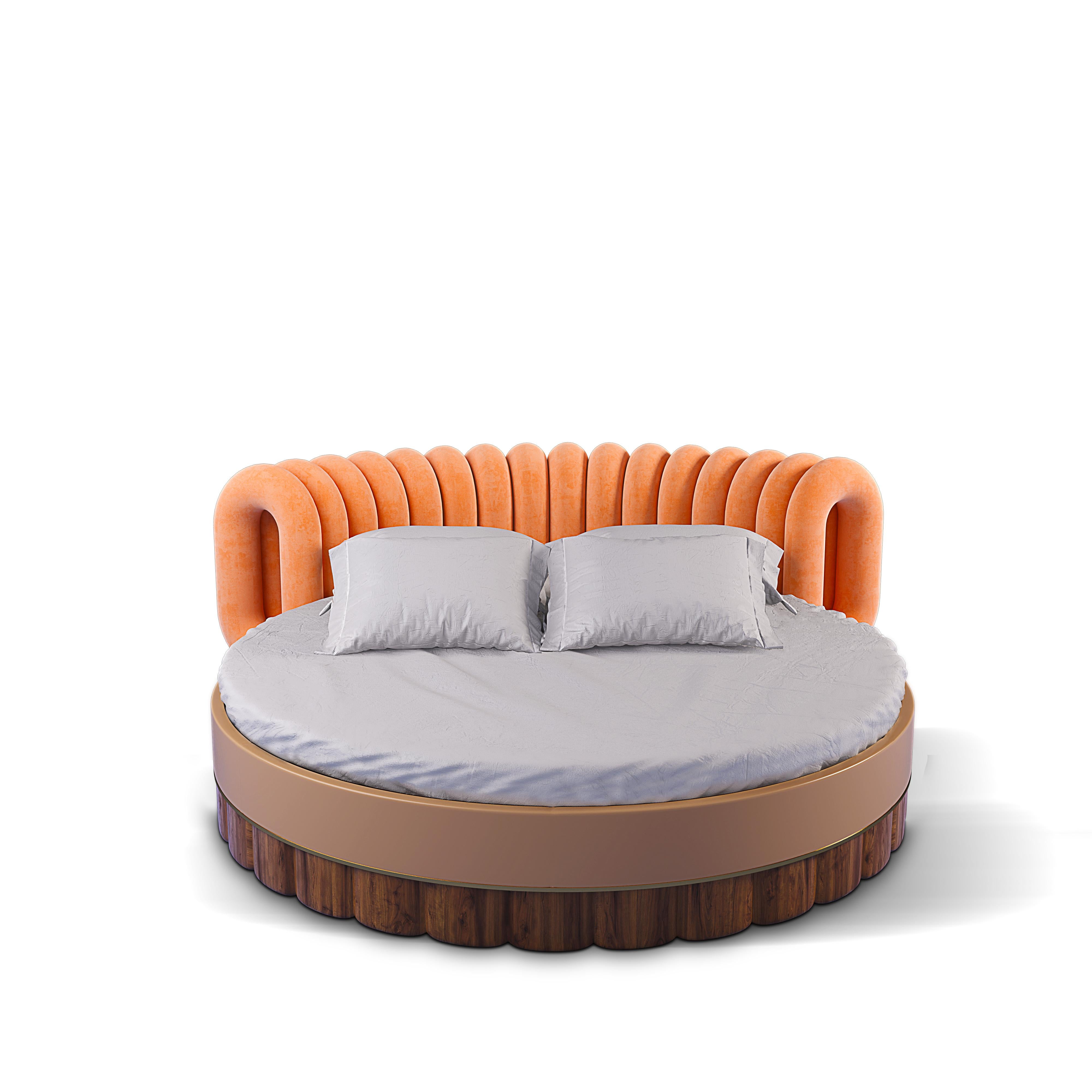 21st Century Post-Future Bed Cotton Velvet Walnut Wood For Sale at ...