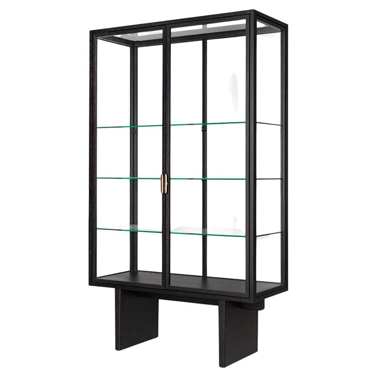 21st Century, Private Collection Dark Oak and Aged Brass Scandi Modern ...