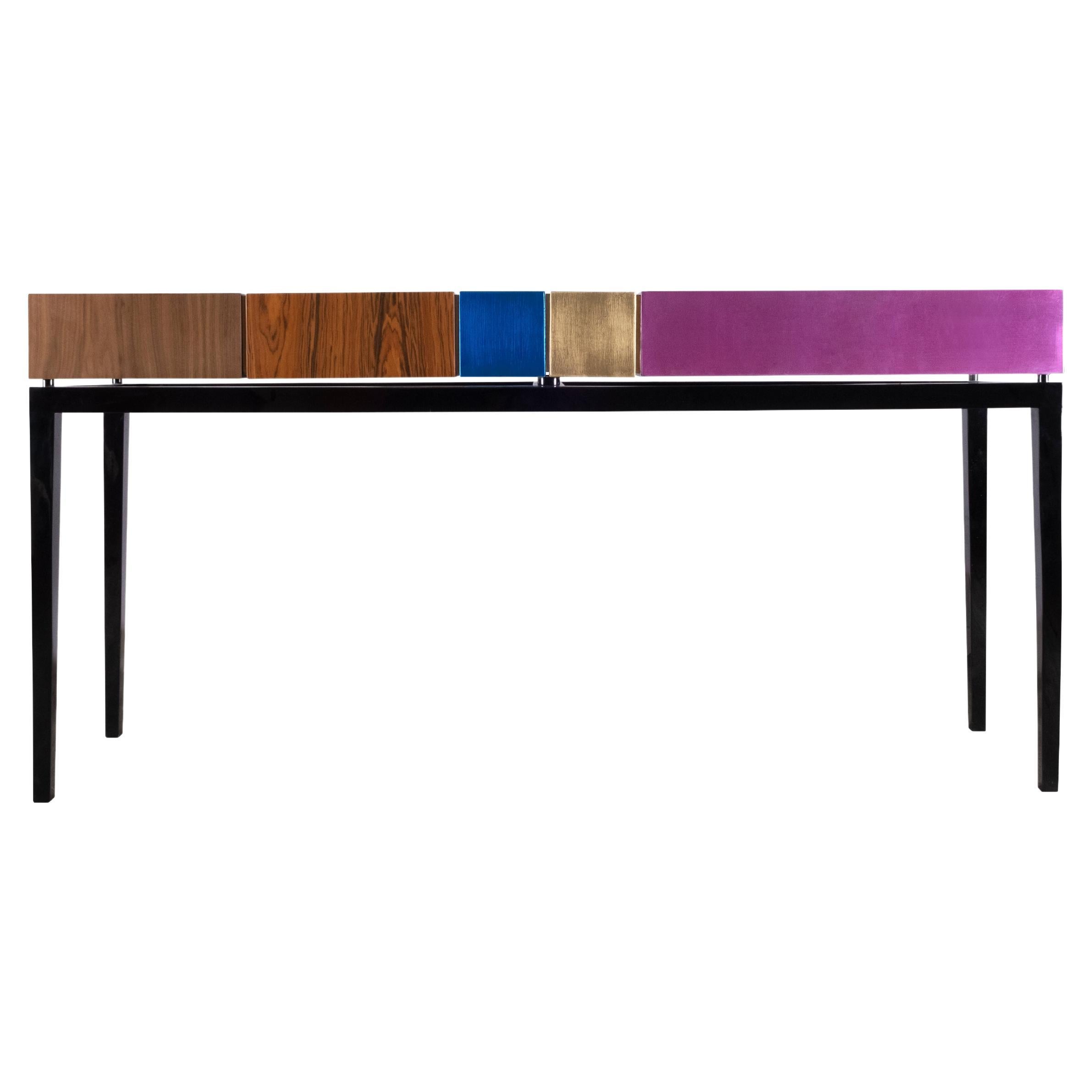 21st Century La vie Console Lacquered Wood Brass For Sale at 1stDibs