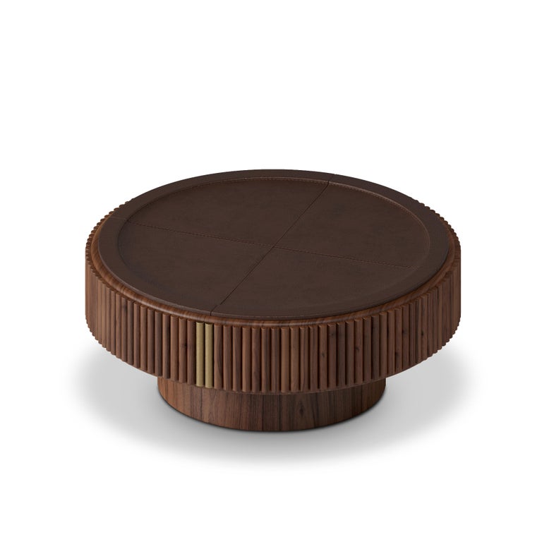 21st Century Robert Centert Table Walnut Wood Brass For Sale at 1stDibs