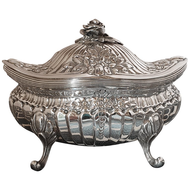 21st Century Rococo Style Sterling Silver Sugar Box, Italy, 2005 For ...