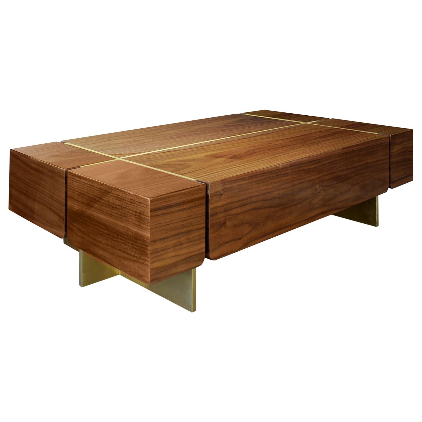 21st Century Waterlily Center Table Walnut Wood Lacquered Legs For Sale ...