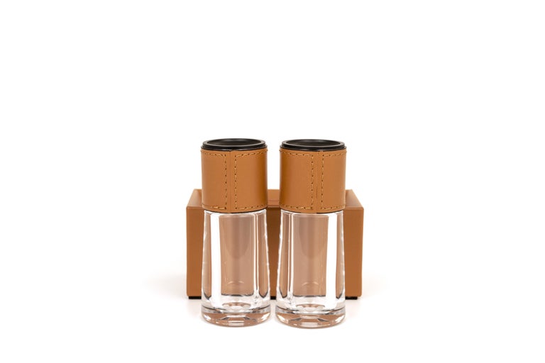 21st Century Salt and Pepper Holder with Leather Cover Handmade in ...