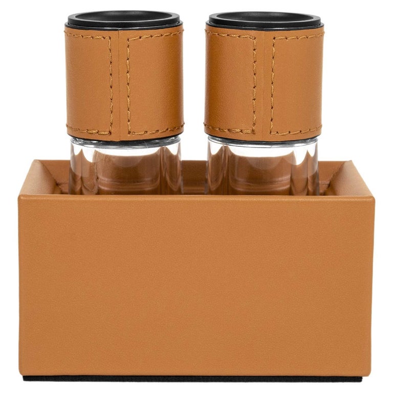 21st Century Salt and Pepper Holder with Leather Cover Handmade in ...