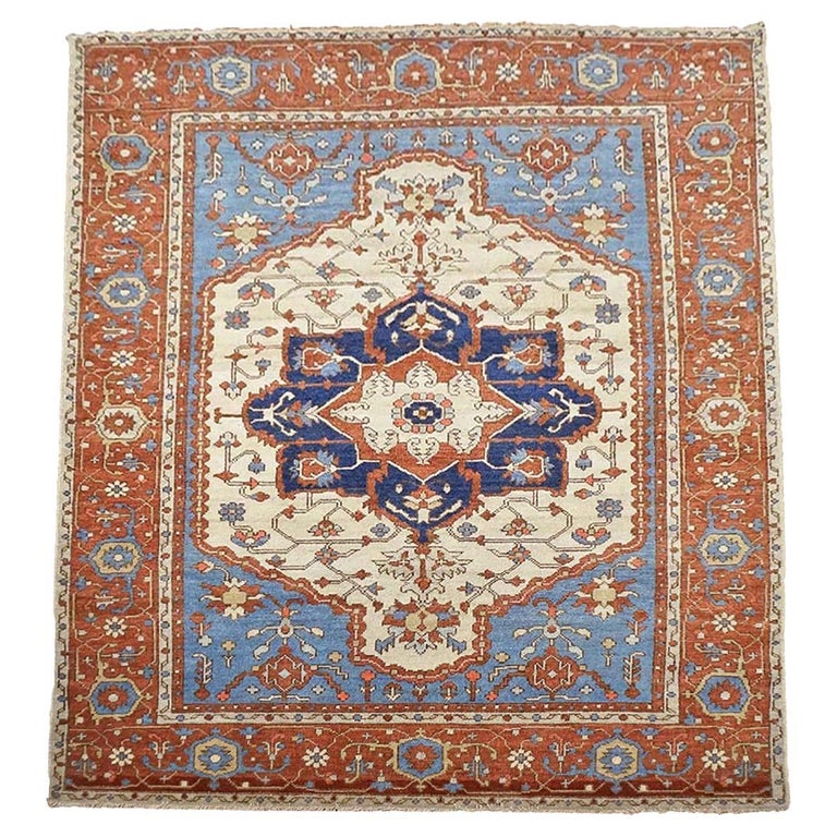 21st Century Serapi 5x7 Rust, Ivory, and Blue Handmade Area Rug ...