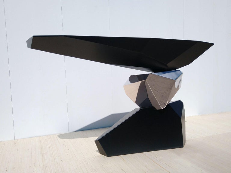 21st Century Serenity Sculpture Console Table in mirror-polished ...