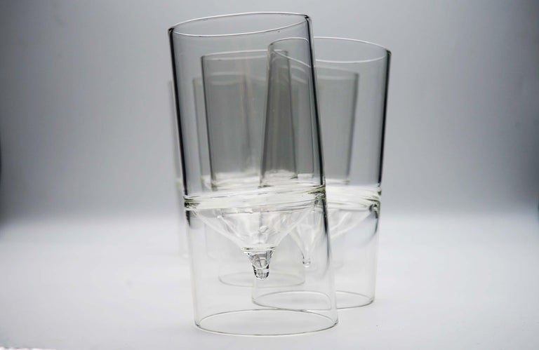 21st Century Set of 6 Glass Tumblers, Hand-Crafted, Kanz Architetti For ...