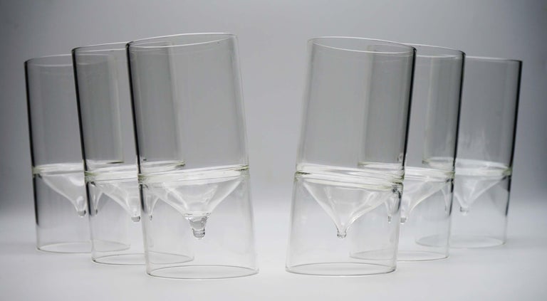 21st Century Set of 6 Glass Tumblers, Hand-Crafted, Kanz Architetti For ...