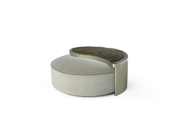 21st Century Sharp Pouf with Table in Metal and Velvet by Etro Home ...