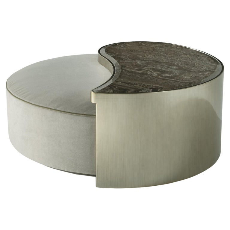21st Century Sharp Pouf with Table in Metal and Velvet by Etro Home ...
