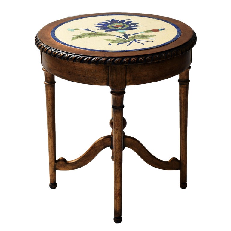 21st Century Side Table Lapis Jade Onyx Semi Precious Inlay Mosaic ...