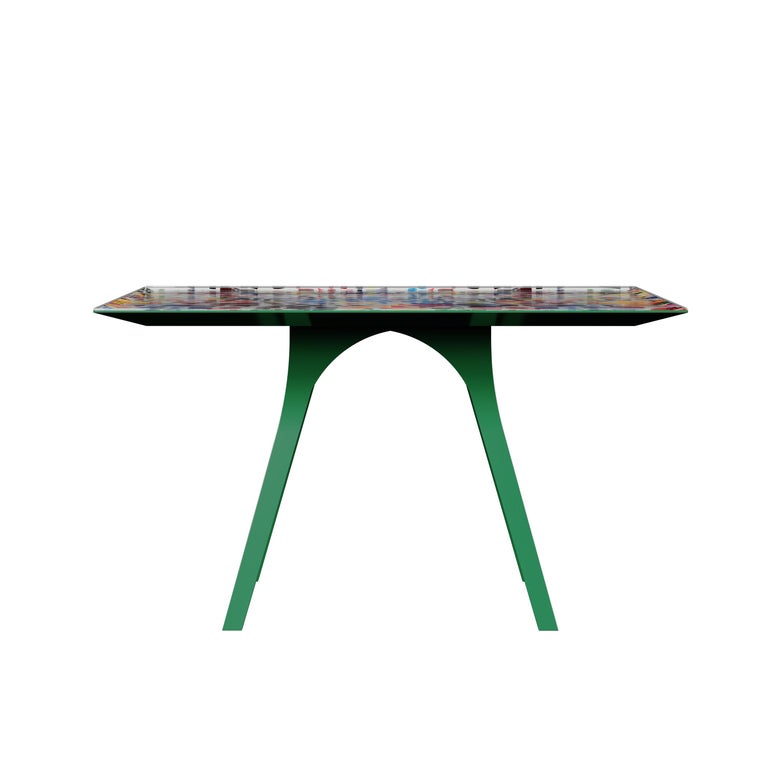 21st Century Square Templo Dining Table Handpainted Wood For Sale at ...