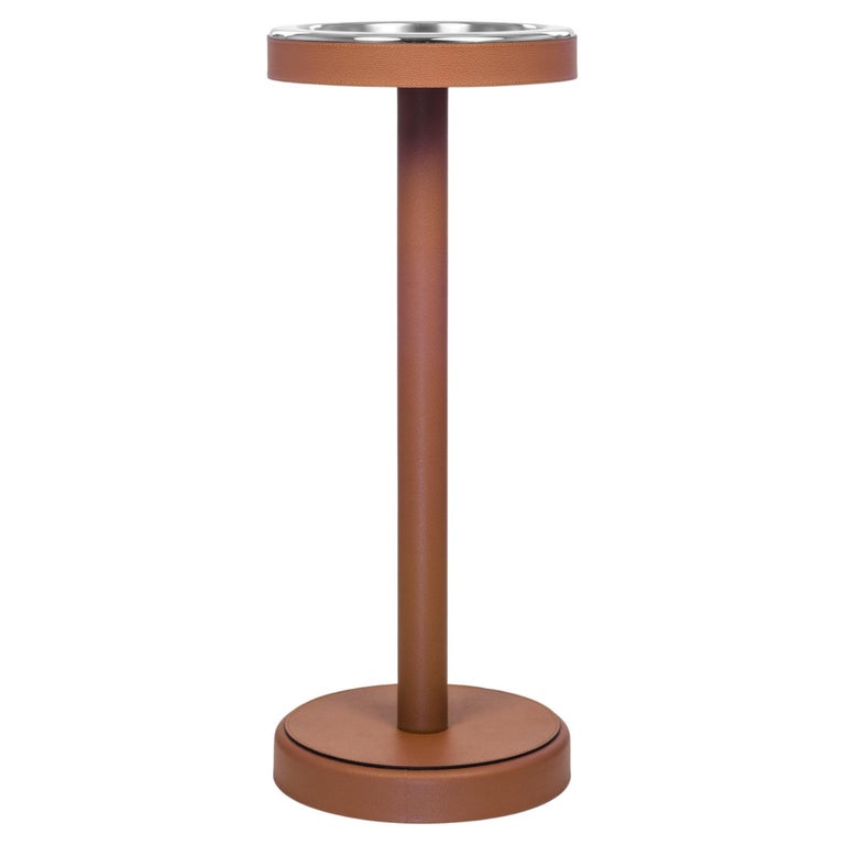 21st Century Steel Ice Bucket Stand with Leather Cover Handmade in ...