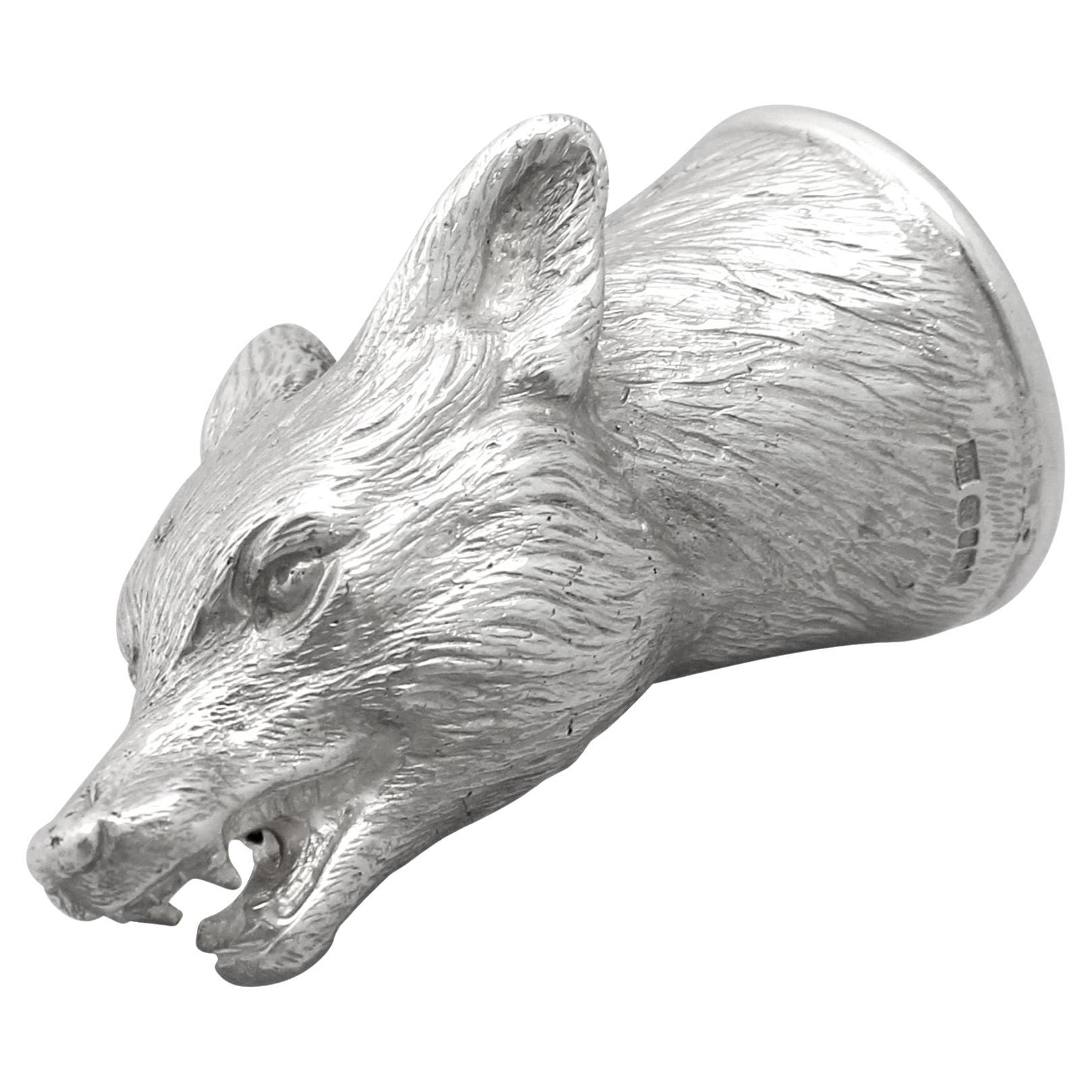 21st Century Sterling Silver Fox Head Stirrup Cup For Sale at 1stDibs