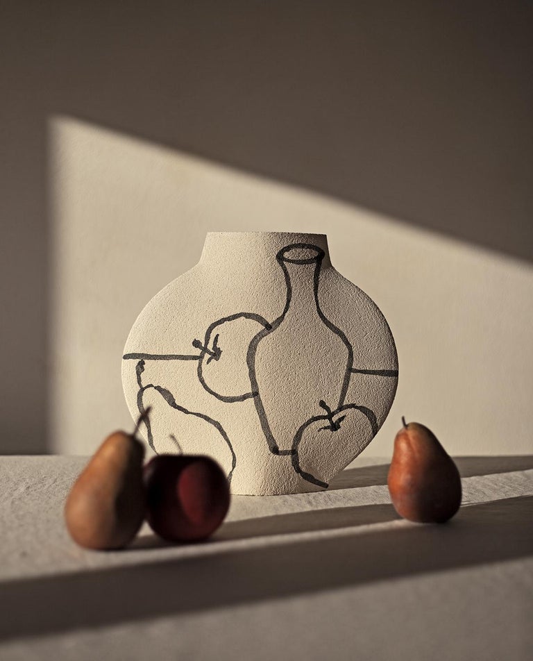 21st Century 'Still Life' Vase in White Ceramic, Handcrafted in France ...
