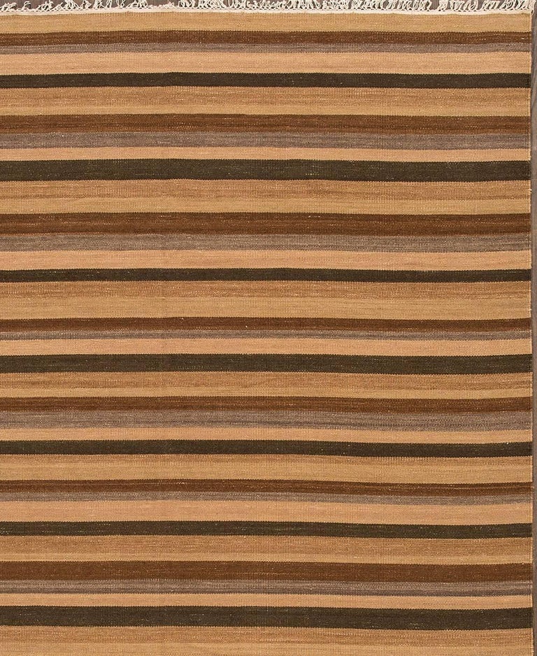 21st Century Striped Brown Kilim Rug For Sale at 1stDibs