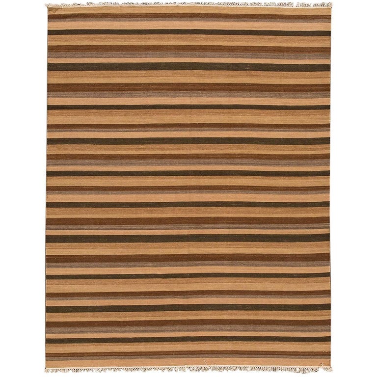 21st Century Striped Brown Kilim Rug For Sale at 1stDibs