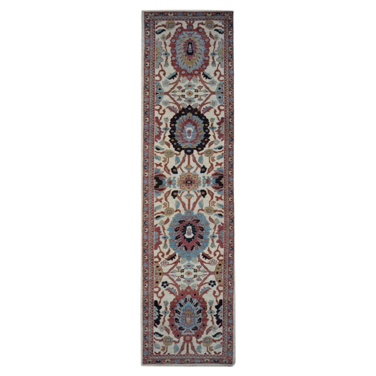 21st Century Sultanabad Ivory and Red Wool Hall Runner For Sale at 1stDibs