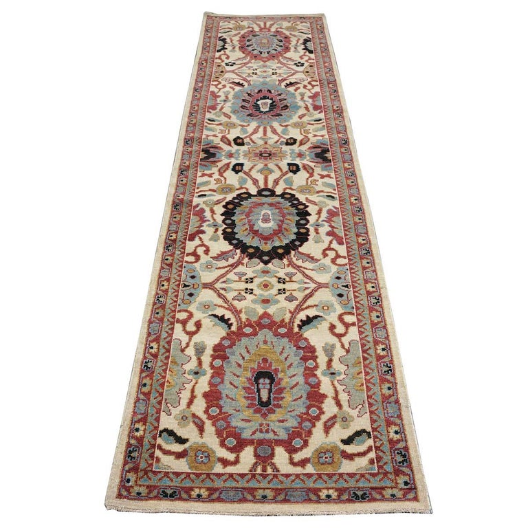 21st Century Sultanabad Master 3x12 Ivory, Red, and Blue Hallway Runner ...